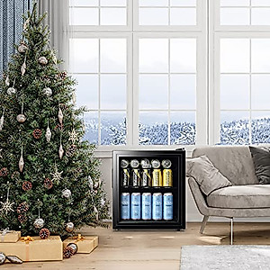 WANAI Mini Fridge Cooler 60Cans Beverage Refrigerator Glass Door Beverage Cooler for Beers Wine Juicer Cooler Adjustable Shelves LED Lights for Home, Office or Bar