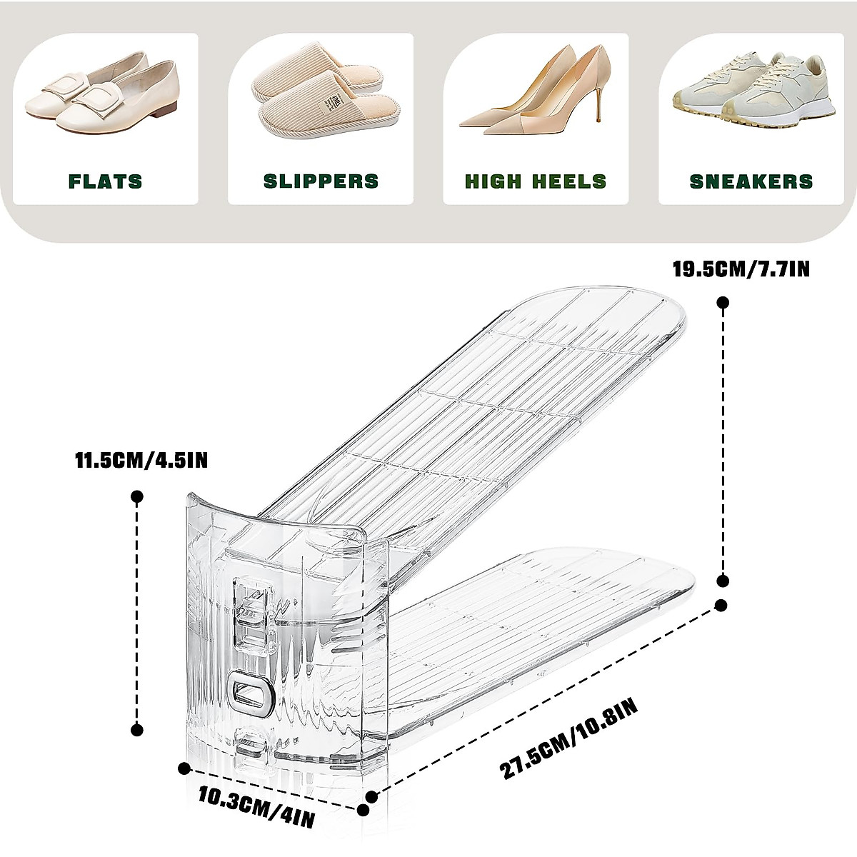 FENRUNXU Shoe Slots Organizer for Closet,12PACK Shoe Stacker Shoe Rack Organizer for Closet Space Saver Storage Shoe Holder Organization(Transparent)