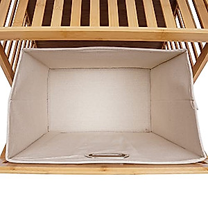 CNCEST 47" Laundry Basket Rack Laundry Basket Organizer, 3 Tier Bamboo Storage Shelf, Removable Storage Basket with Freestanding Clothes Hamper Organizer for Bathroom Living Room Bedroom