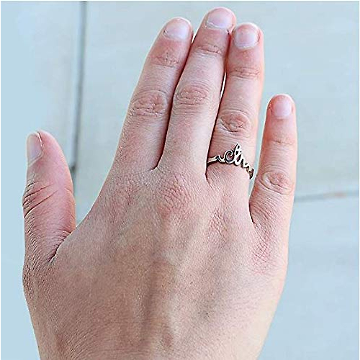 One Moment In Time H13 Size 7 Cursive Small Stainless Steel Ring Women's Mormon LDS CTR