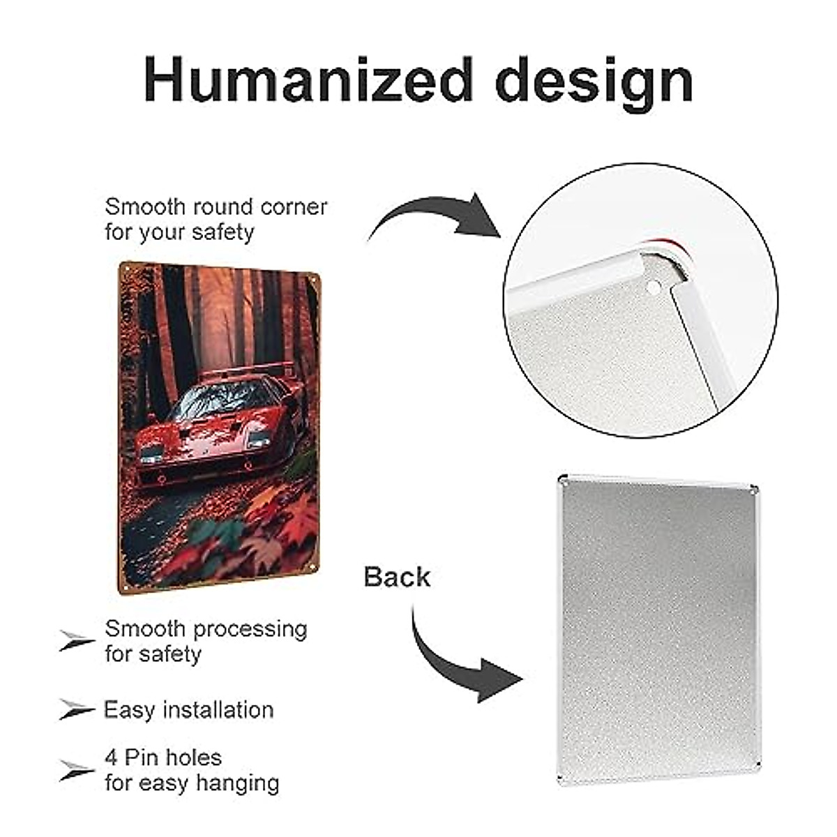 Red Ferrari F40 Super Car Game Poster Tin Sign Cafe bar Home Wall Art Decoration Retro Metal Tin Sign 8x12 inch