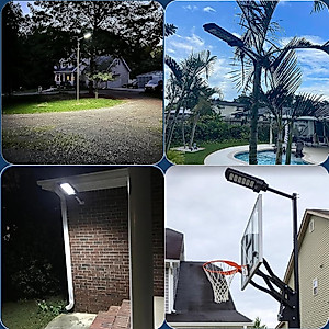 Mokot 300W Solar Street Lights Outdoor, IP66 Waterproof Solar Outdoor Lights Solar Powered Dusk to Dawn, Endurance LED Solar Lights with Motion Sensor Solar Parking Lot Lights for Stadium, Yard