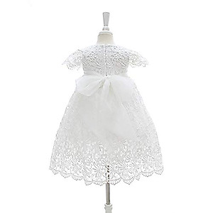 Xangirl Baby Lace Baptism Dress with Bonnet Embroidered Gown for Girls Christening Baptism Birthday Party