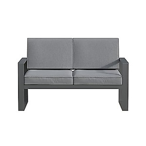 May in Color Aluminum Outdoor Loveseat, Modern Metal Patio Furniture Contemporary 2-Seat Sofa Chair with Cushion, Gery