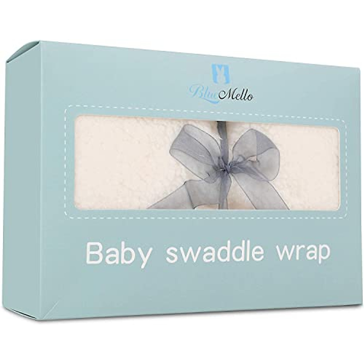 BlueMello Baby Bear Swaddle Blanket | Ultra-Soft Plush Essential for Infants 0-6 Months | Receiving Swaddling Wrap White | Ideal Newborn Registry and Toddler Boy Accessories | Perfect