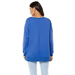VIISHOW Women’s Sporty Sweatshirt Crew Neck Long Sleeves Pullover Ribbed Cuffs Hems Pullover Tops,Royal Blue,2X-Large