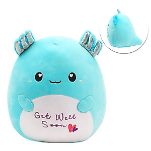 Easfan 13'' Get Well Soon Axolotl Plush Pillow Soft Cute Salamander Plush Get Well Soon Gifts for Kids Patient Feel Better for Women Men