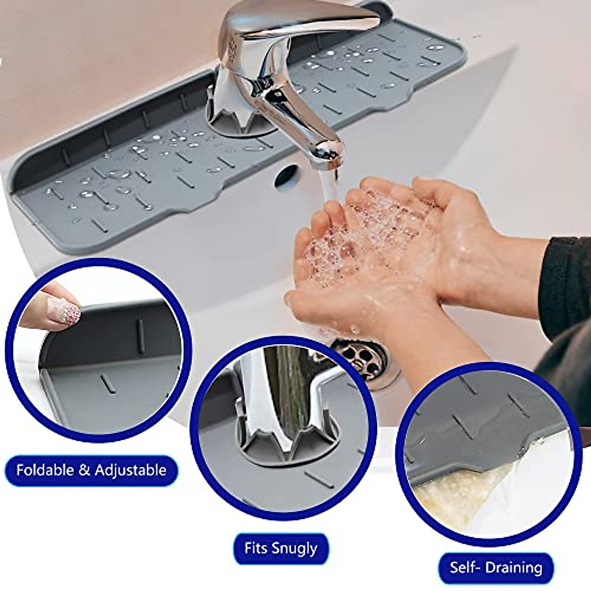 LBMZVZU Silicone Faucet Splash Guard, Kitchen Sink, Countertops, Tabletop, Painted, 14.56 x 5.43 x 0.31 inches