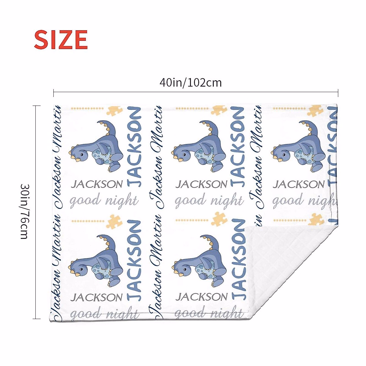 PFCNYMUA Personalized Baby Blankets for Boys with Name, Customized Dinosaur Baby Boys Blanket with Name for Baby Gifts Items 30x40 Inches