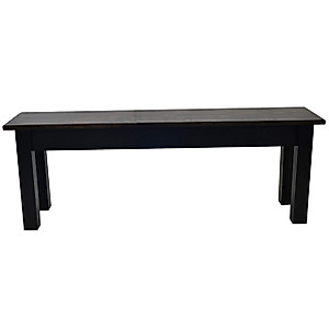 Dark Walnut & Black Farmhouse Bench