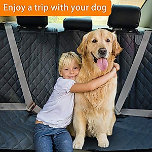 Honest Dog Car Seat Covers with Mesh Window,Dog seat Cover with Side Flap for Cars, Trucks, and Suv's - Waterproof & Nonslip Pet Seat Cover for Backseat(Black, 61”W x 51”L)