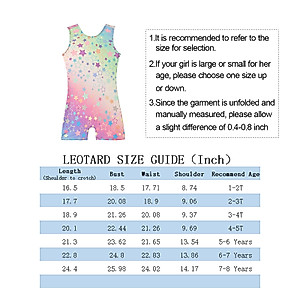 Toddler Gymnastics Leotards for Girls Size 18 Months 1t 2t Sleeveless Tank Rainbow Star Gym Practice Outfits Tumbling Biketard