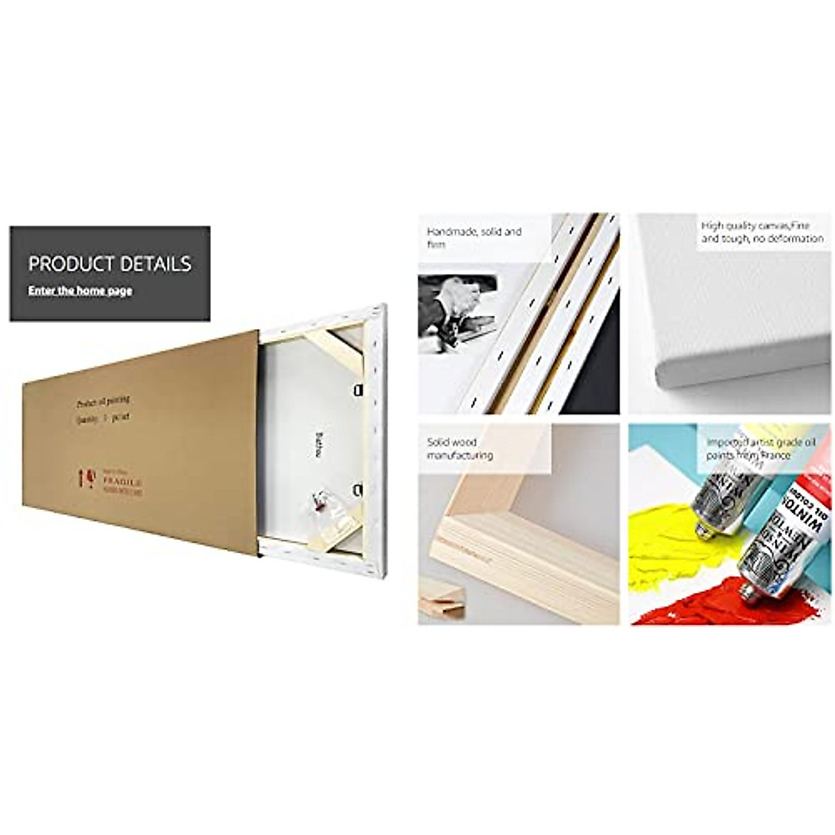 Diathou 20x40in 3D Abstract Paintings,Hand-Painted Painting of White Flowers and Trees, Canvas Wood Frame, Ready to Hang The Wall to Decorate The Living Room Bedroom