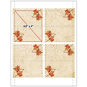 Vintage Fall Leaves Folded Place Cards, 100 Count