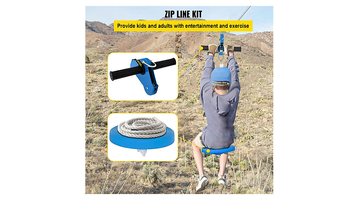 VEVOR 60FT Zip Line Kit for Backyard Kids & Adults | Safe Outdoor Fun