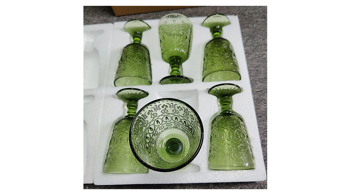 Taganov Green Drinking Glasses - Set of 6 Vintage Goblets