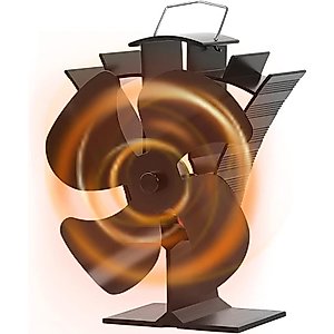 VODA Wood Stove Fan Small New Designed 4 Blades Heat Powered Fireplace Fan for Home Wood/Log Burner/Fireplace(Black)
