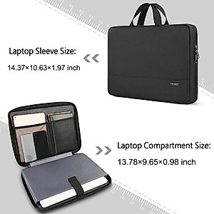 Ytonet 14 Inch Laptop Sleeve Case, Water Resistant TSA Laptop Cover with Handle Business Computer Carrying Case Compatible with HP Dell Lenovo Apple Chromebook Notebooks, Black
