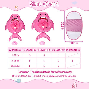 Baby Pool Float, Infant Swimming Float with Sun Protection Canopy Inflatable Floaties for Toddlers Shark Baby Swim Floats Ring for Pool Bath Toys for Newborn 3-36 Months