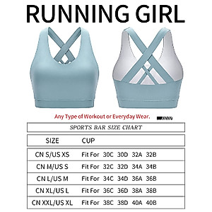 RUNNING GIRL Sports Bra for Women, Criss-Cross Back Padded Strappy Sports Bras Medium Support Yoga Bra with Removable Cups (WX2353D-Opal green, XL)
