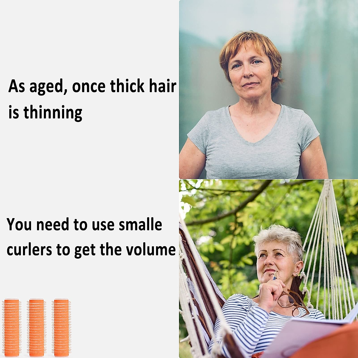 36 PCS Small Size Hair Roller-Self Grip Hair Curler Mini Sized Hairdressing Tools, Salon Curly Style for Short Hair, Pack of 36 Small 0.6 Inch (Orange)