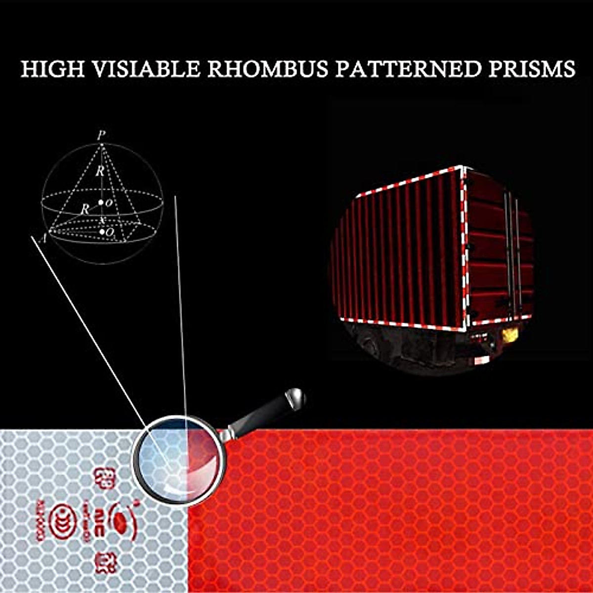 Z-oneMart 20Pcs Red White Micro Prismatic Sheeting Reflective Tape 2" X 12' Waterproof Reflector Tape Self-Adhesive Reflector Sticker Conspicuity Safety Warning Tape for Truck Trailer Pickup