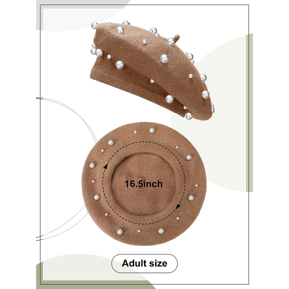 Vabean Wool Berets Pearl Beaded Beret Cap Beanie French Beret Hats for Women Sweet Elegant Starry Pearl Hat(Chic Color,6 Pcs)