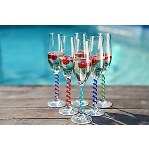 Simply Charmed Wine Glass Charms Set of 8 Silicone Drink Markers for Cocktails, Martinis, Champagne Flutes and More