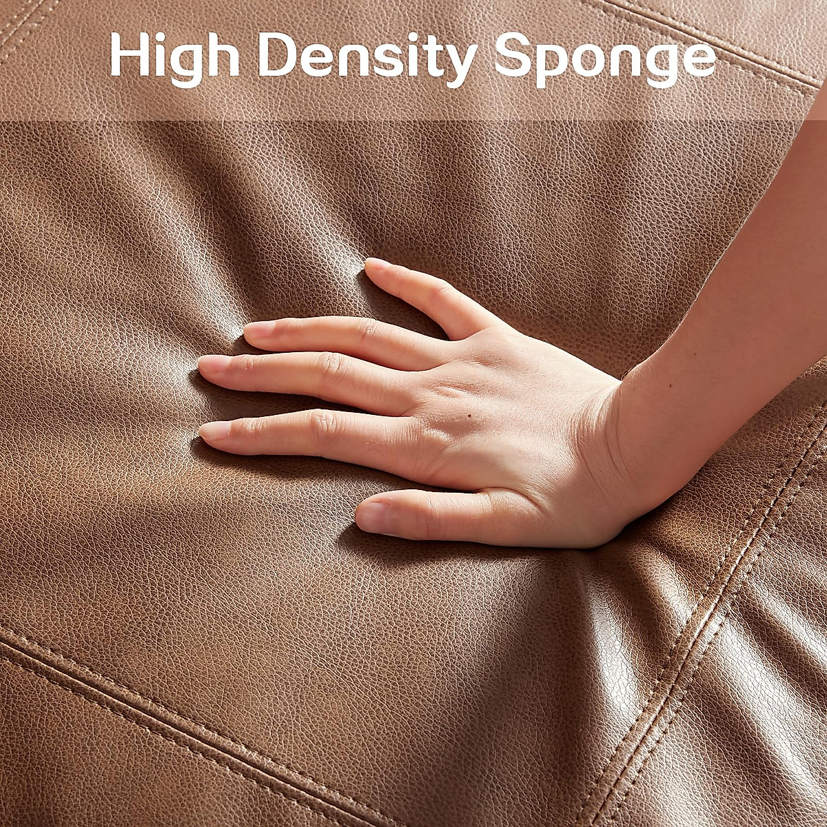 Dreamsir 79 Traditional Faux Leather Sofa Couch with Nailhead Trim, Classic 3-Seater Sofa with Rolled Arm for Living Room, Bedroom, Apartment, Easy Assembly (Brown) 5023