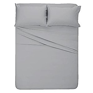 400 Thread Count Sheets Twin XL Size Bed Sheets-100% Long Staple Soft Egyptian Cotton SheetSet, 4 Piece Set-Upto 15" Deep Pocket-Pure Egyptian Cotton Bed Sheets Set (Light Gray)