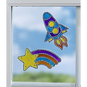 Creativity for Kids Window Art Outer Space - Create Your Own Window Art, Suncatcher Kits for Kids, Space Toy Stocking Stuffers for Kids