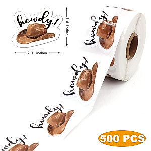 muminglong 1.5 Inch Howdy Sticker, Cowboy Hat Sticker,Thank You Sticker,Small Shop Sticker, Small Business, Handmade Sticker,Packaging Sticker, 500 PCS