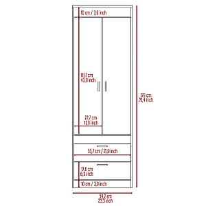 TUHOME Lisboa 2 Drawer 2 Door ARMOIRE Espresso
