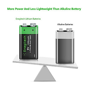 Enegitech 9V Lithium Battery, 9 Volt Lithium Battery 1200mAh for Smoke Detector, Fire Alarm, Keyless Entry Door Lock, Multimeter, Metal Detector Non-Rechargeable 4 Pack