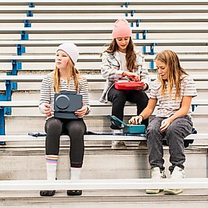 OmieBox UP bento Box for Kids | Insulated Lunch Box | Leak Proof Thermos Food jar | Cooler ice Pack | 2 Compartments (Graphite)