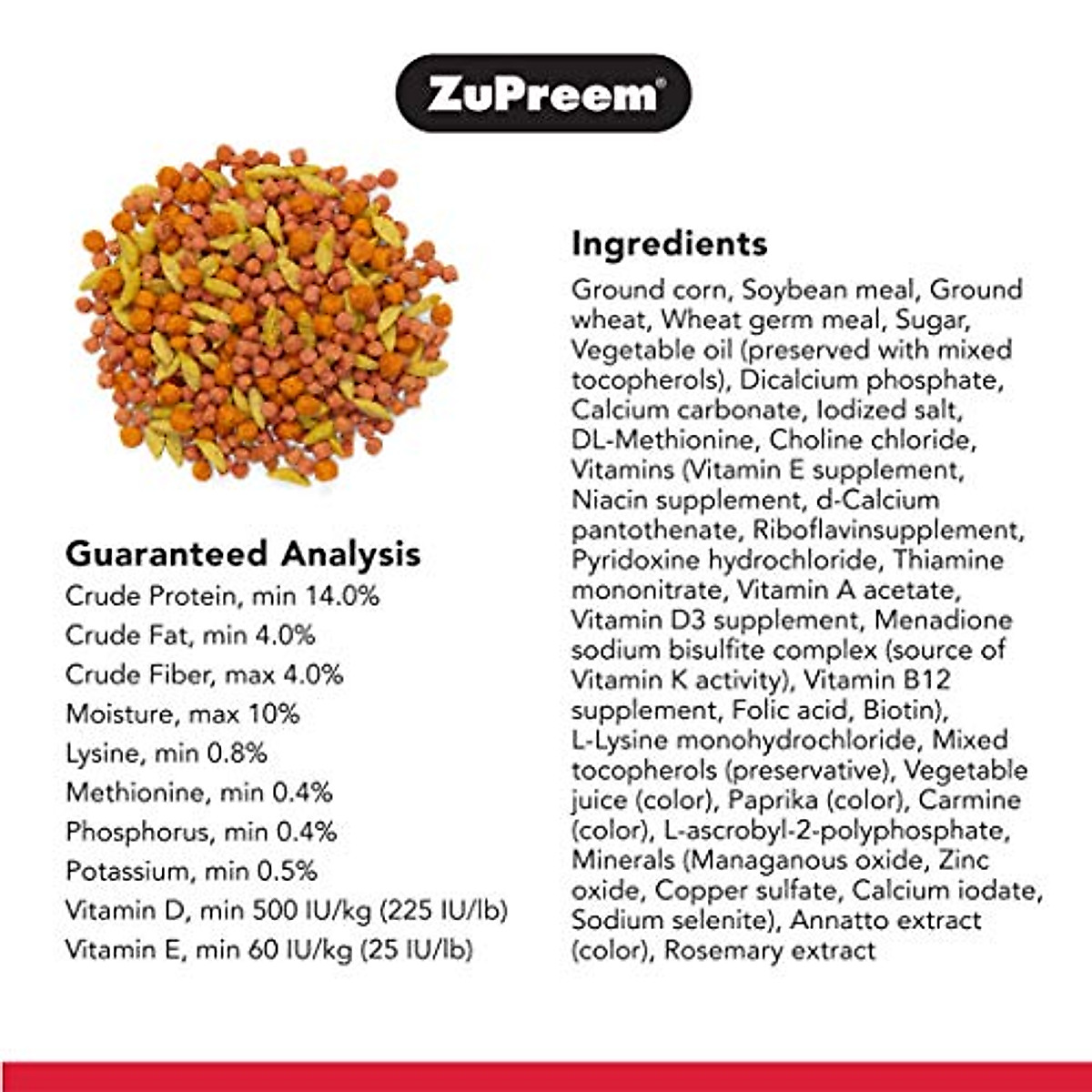 ZuPreem PastaBlend Smart Pellets Bird Food for Medium Birds, 2 lb Bag - Made in The USA, Daily Nutrition, Essential Vitamins, Minerals for Cockatiels, Quakers, Lovebirds, Small Conures