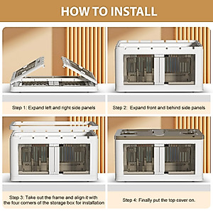 ENLOY Storage Bin with Lids, 3 Pack 8.4 Gal Plastic Storage Bins for Closet Organizer, Stackable Storage Bin with Lid and Five Open Doors, Collapsible Storage Bin for Living Room & BedRoom with Wheel