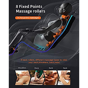 BestMassage Electric Shiatsu Zero Gravity Full Body Massage Chair Recliner with Built-in Heat Therapy Foot Roller Airbag Massage System Stretch Vibrating Wireless Bluetooth Speaker,Black