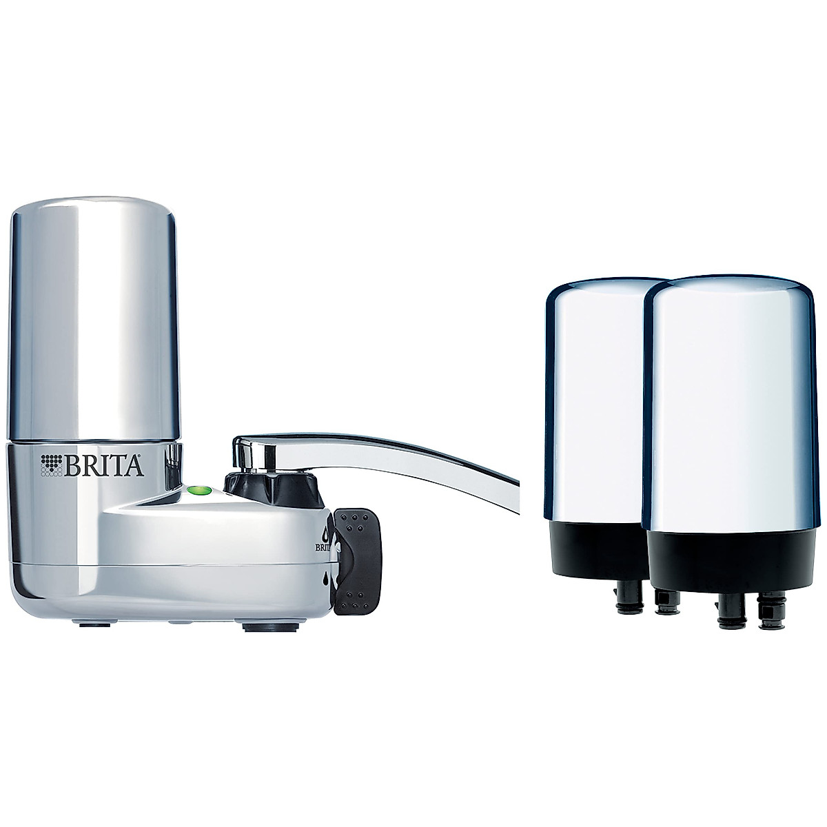 Brita Water Filter for Sink, Faucet Mount Water Filtration System for Tap Water with 3 Replacement Filters, Reduces 99% of Lead, Chrome