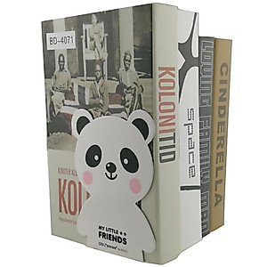 Winterworm Cartoon Cute Lovely Panda Bear Pattern Nonskid Heavy Metal Office Desk Bookends for Kids Children (White)