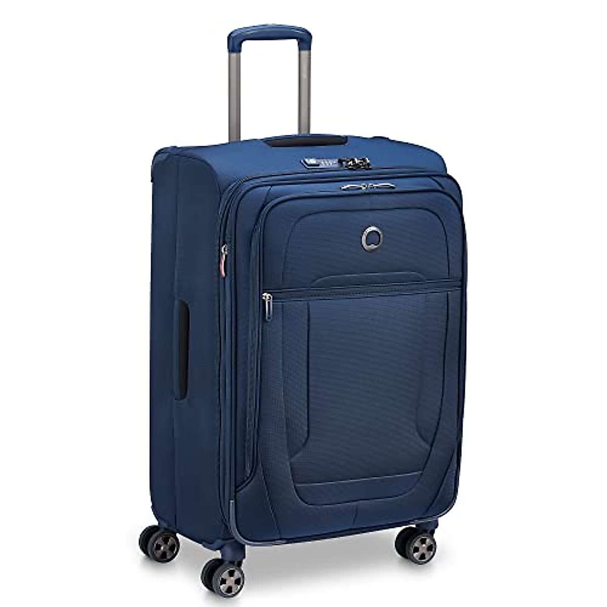 DELSEY PARIS Helium DLX Softside Expandable Luggage with Spinner Wheels, Navy Blue, Checked-Medium 25 Inch
