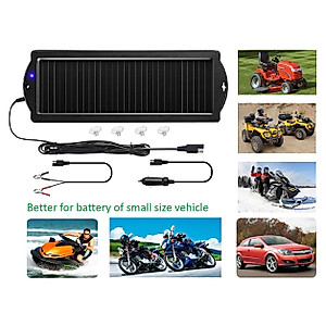 Sunway Solar Car Battery Trickle Charger & Maintainer 12V Solar Panel Power Battery Charger With Cigarette Lighter Plug Battery Clamp For Car Automotive Motorcycle Boat Marine Snowmobile Watercraft RV
