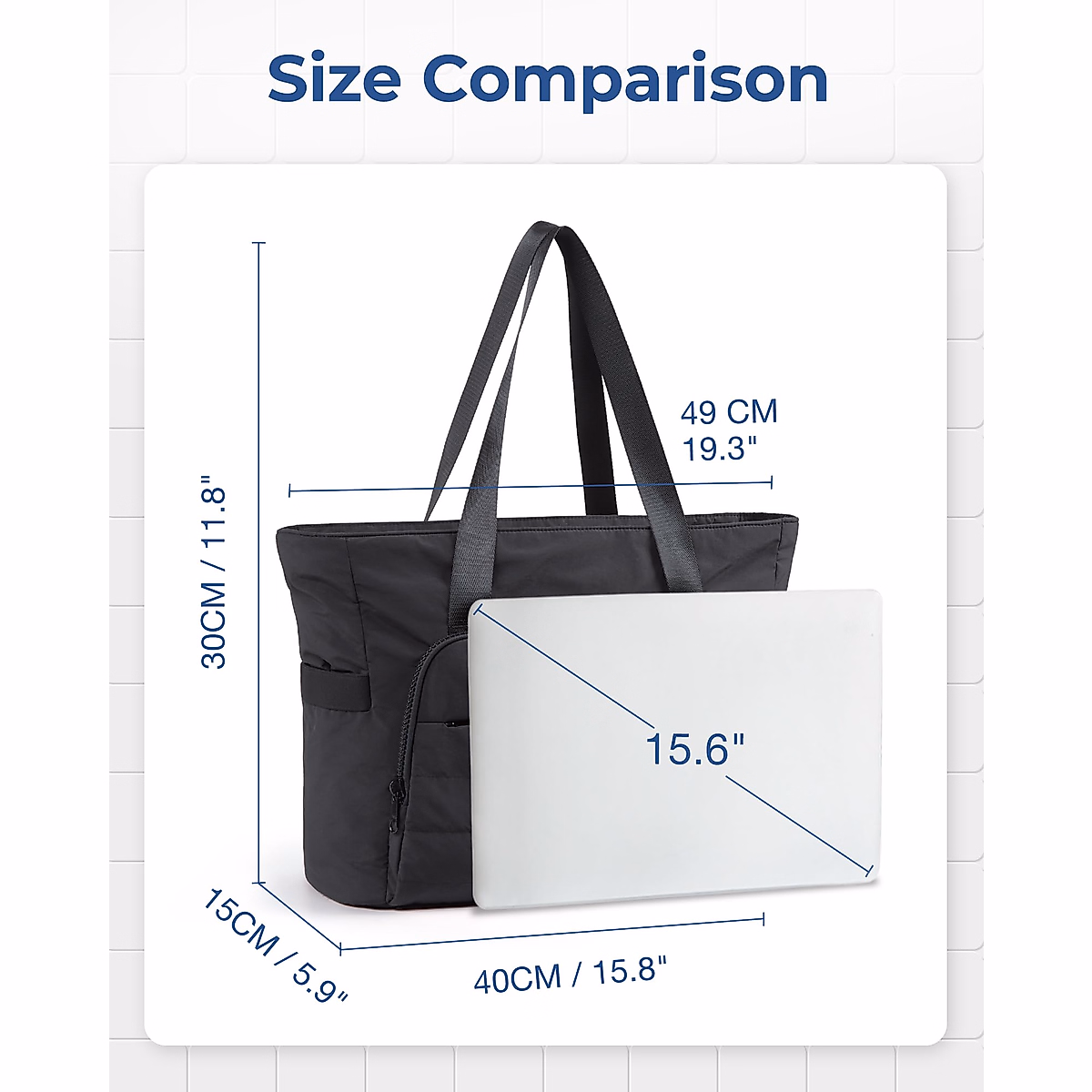 BAGSMART Quilted Tote Bag with Compartments and Yoga Mat Strap, Lightweight Large Shoulder Bag for Travel Work Gym