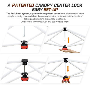 EAGLE PEAK 8x8 Slant Leg Pop-up Canopy Tent Easy One Person Setup Instant Outdoor Beach Canopy Folding Portable Sports Shelter 8x8 Base 6x6 Top (White)