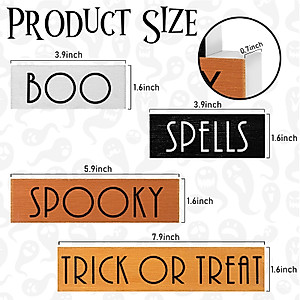 4 Pieces Halloween Decorations Tabletop Wooden Halloween Decors Block Table Centerpiece Halloween Wood Tabletop Sign Supplies Halloween Party Tabletop Home Room Kitchen Table Fireplace Bar Ornaments