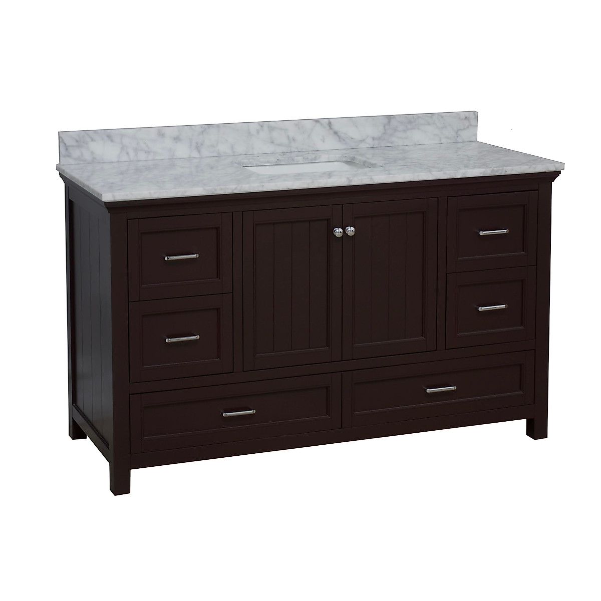 Kitchen Bath Collection Paige 60-inch Single Bathroom Vanity (Carrara/Chocolate): Includes Chocolate Cabinet with Authentic Italian Carrara Marble Countertop and White Ceramic Sink