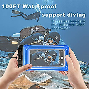 PSHYX Universal 100 Feet Waterproof Phone Pouch Floating Case with Arm Band for iPhone 13 12 11 Pro Max XS XR X 8 7 6S Plus Samsung Google LG Phone up to 7 Inch (Pack of 2) (Pink+Green)