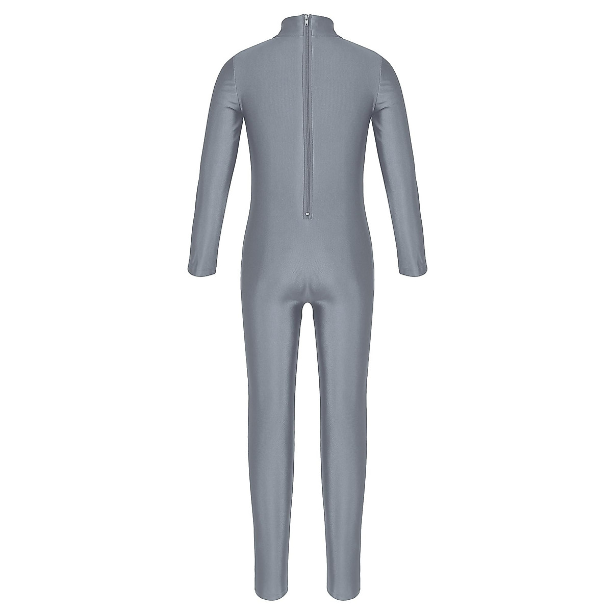 JEATHA Kids Girls Classic Long Sleeves Full Body Gymnastics Exercise Unitard Sports Leotard Bodysuit Costumes Dark Gray 13-14