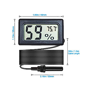 Veanic 2-Pack Mini Digital Hygrometer Thermometer Gauge with Probe LCD Display Temperature Fahrenheit Humidity Meter for Incubator, Reptile Plant Terrarium, Humidor, Guitar Case, Greenhouse