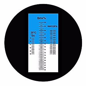 Optics Honey Sugar Moisture Brix Baume Refractometer ATC, Tri-Scale 58-90% Brix, 38-43 Be'(Baume) 12-27% Water, Beekeeping, Maple, w/Extra Dioptric Oil (for Calibration), Reference